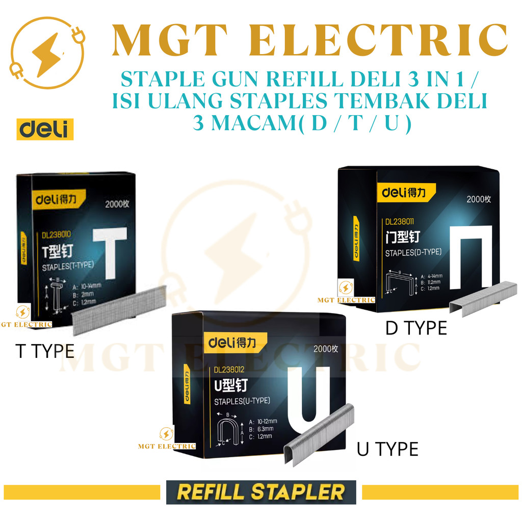Jual Staple Gun Refill Deli 3 in 1 / Isi Ulang Staples Tembak DELI 3 ...