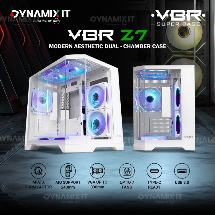 Jual VBR Z7 Dual Chamber Tempered Glass Micro ATX Gaming Case - Z-7 ...