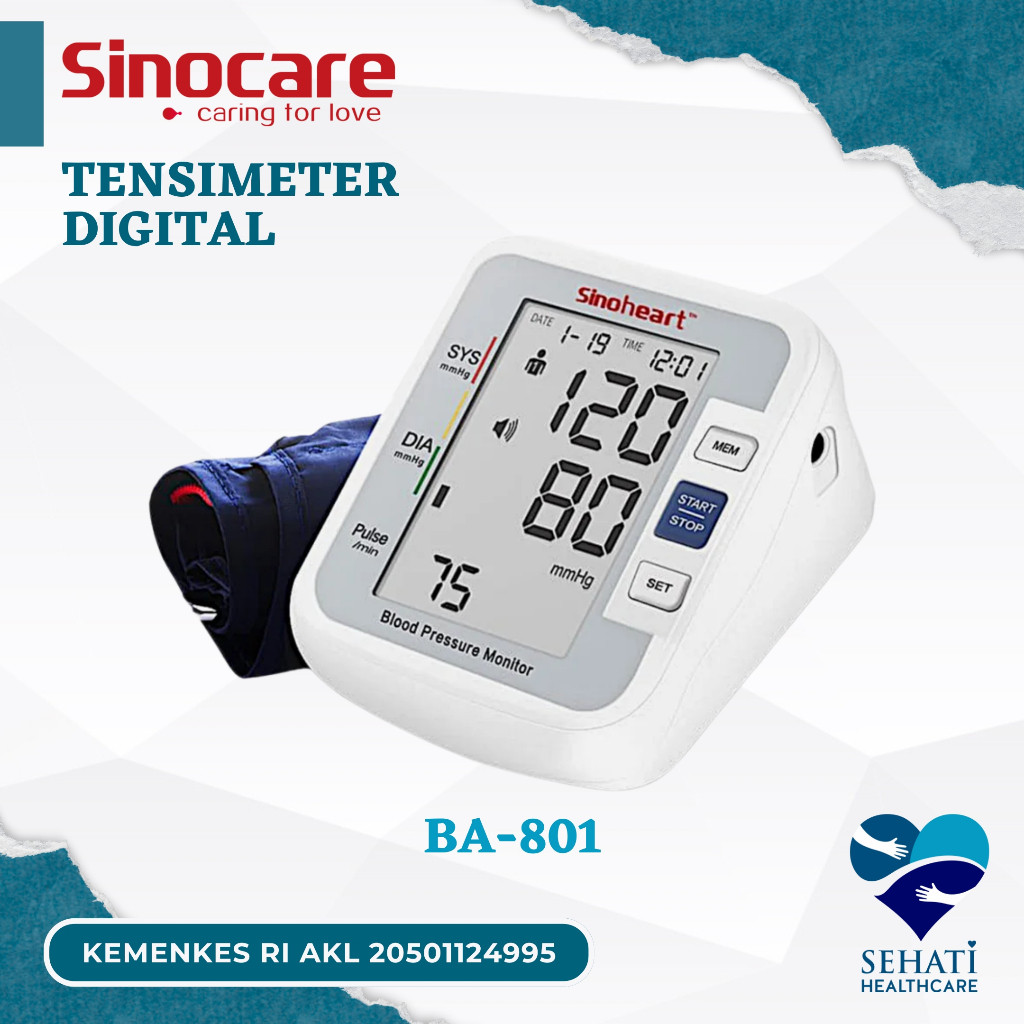 Jual Sinocare Tensimeter Digital BA801 Alat Ukur Cek Tekanan Darah ...