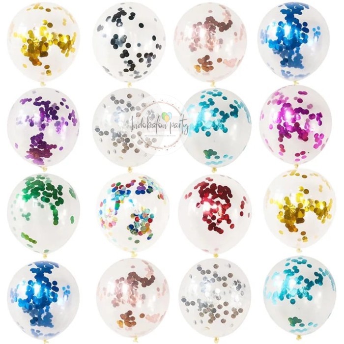 Jual PACK ISI 100 balon latex transparan isi confetti 12 inch / balon ...