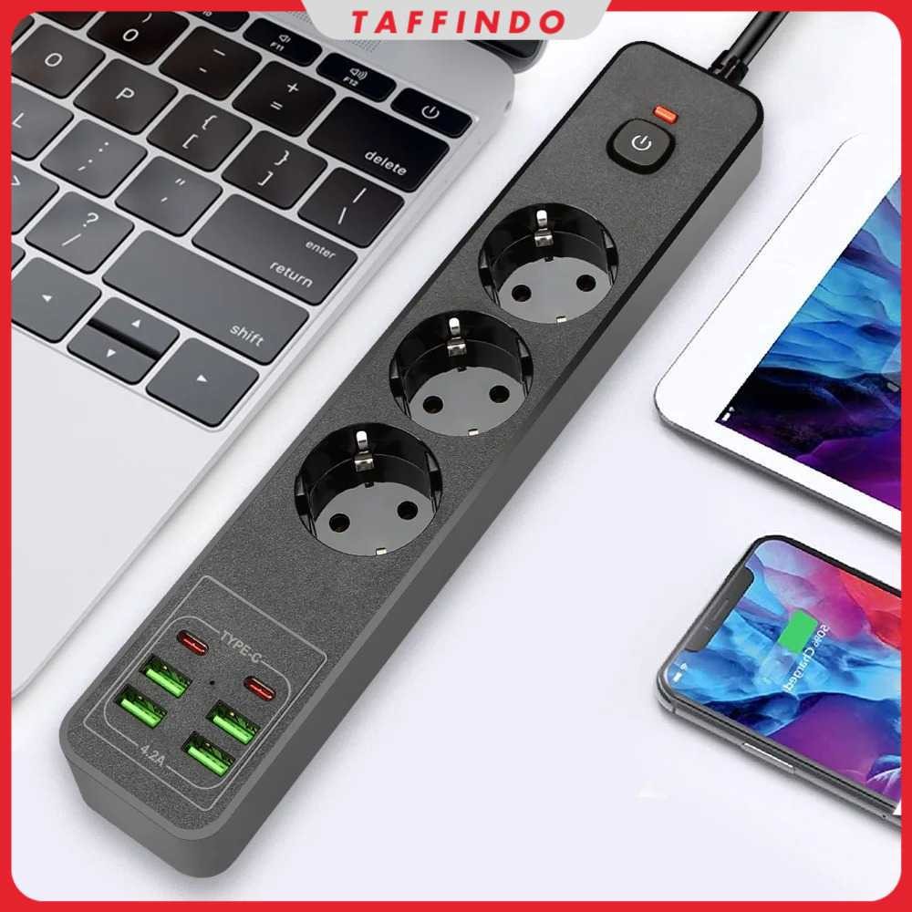 Jual Stop Kontak 3 Lubang USB Type C EU Plug 10A 250V 3000W - BKL-03 EU 3AC | Shopee Indonesia