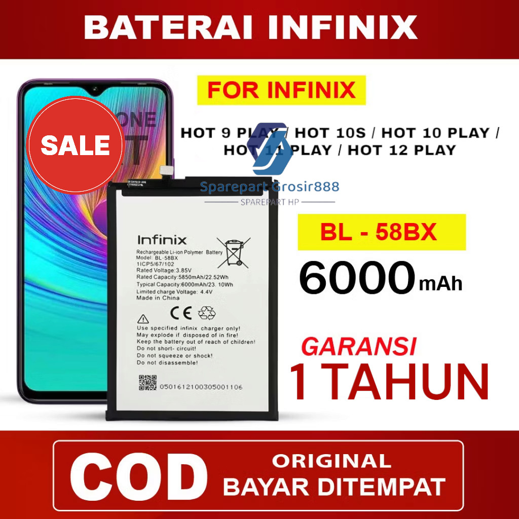 Jual BATERAI INFINIX HOT 9 PLAY / HOT 10S / HOT 10 PLAY / HOT 11 PLAY ...