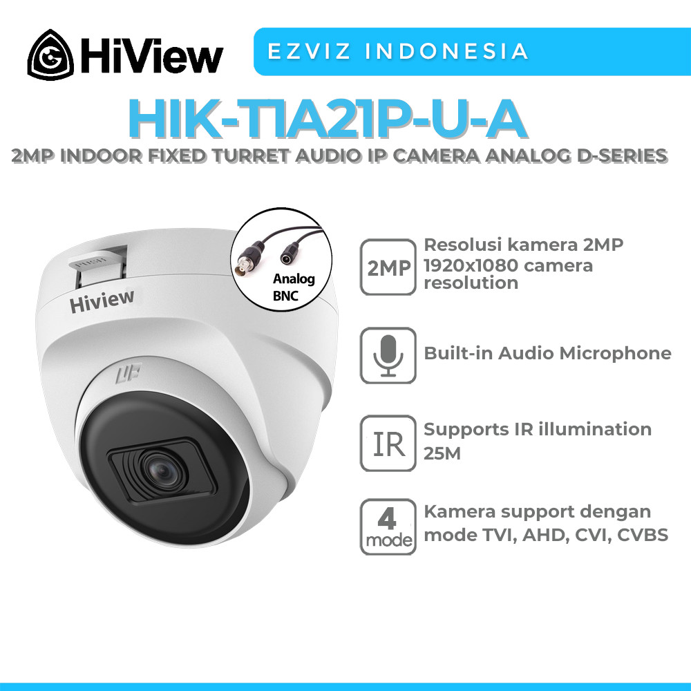 Jual HIVIEW HIK-T1A21P-U-A 2MP INDOOR FIXED TURRET AUDIO CAMERA ANALOG D-SERIES | Shopee Indonesia