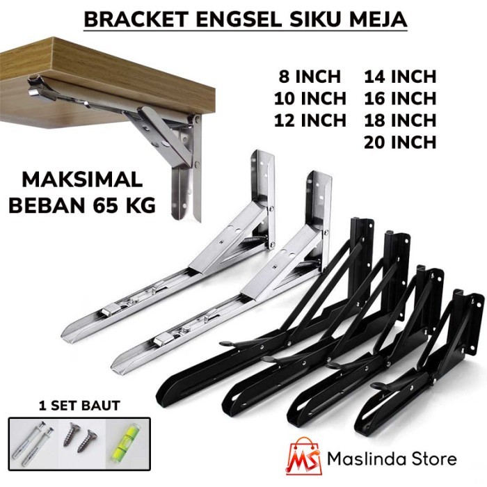 Jual Bracket Engsel Siku Meja Lipat Dinding 8 10 12 14 16 18 20 inch ...
