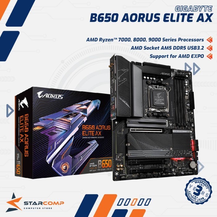 Jual Gigabyte B650 Aorus Elite AX AM5 AMD B650 DDR5 USB3.2 Type-C ...