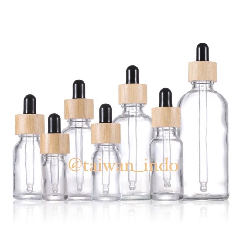 Jual TI Botol Pipet Kaca Transparant Clear TEBAL Tutup Wood 5ml 10ml ...