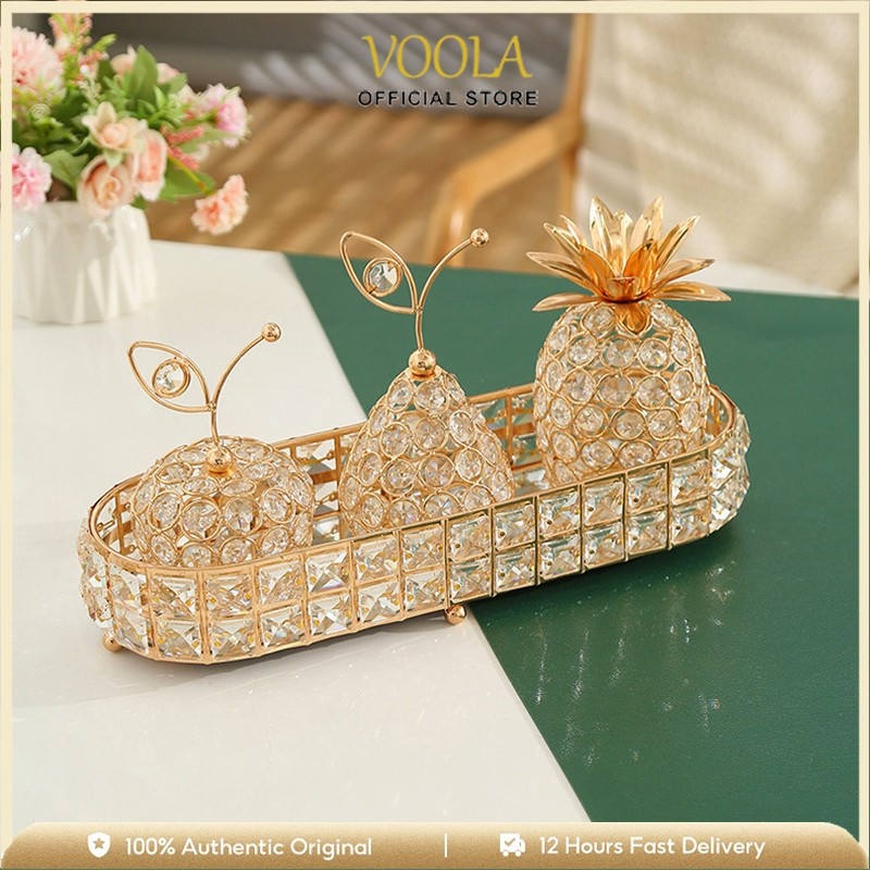 Jual VOOLA 3pcs Crystal Nanas Pear Apple pajangan kristal mewah ...