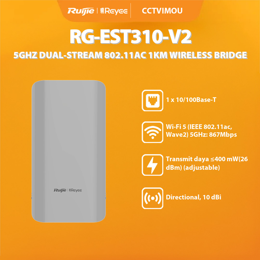 Jual RUIJIE REYEE RG-EST310-V2 5GHZ DUAL-STREAM 802.11AC 1KM WIRELESS ...