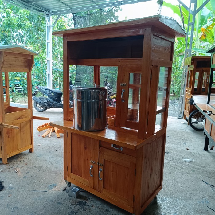 Jual gerobak bakso full kaca satu dandang roda troli | Shopee Indonesia