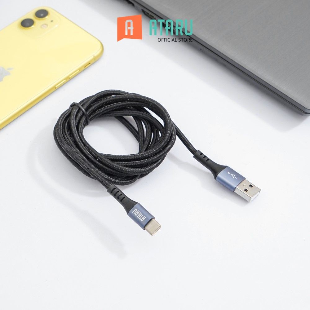 Jual Ataru 2 mtr Kabel Charger Nylon Braided Usb To Type C - Abu-Abu ...