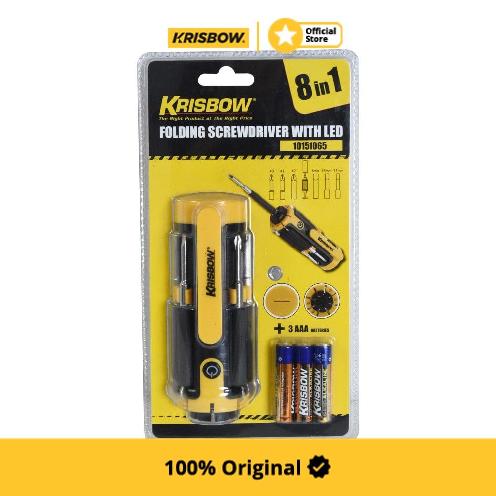 Jual Krisbow Screwdriver Obeng Lipat 8In1 Dengan Lampu Led Lrfs8 ...