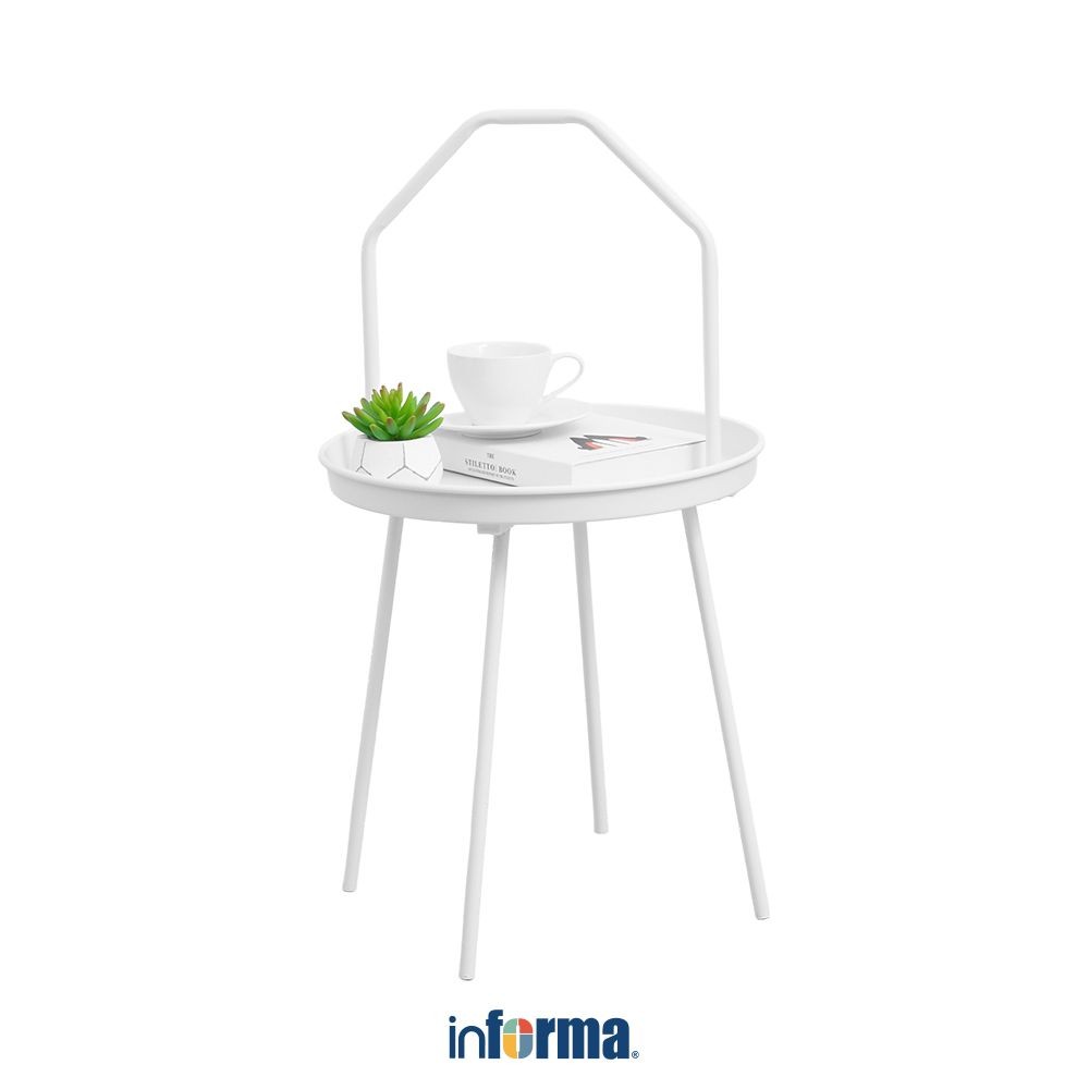 Jual Informa Hanna Meja Sisi Round - Putih End Table Meja Kecil ...