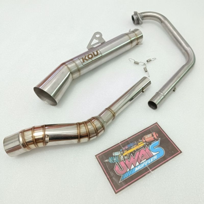 Jual Kou mahachai SUPER open spec pipe 1set and big elbow for tmx 125 ...