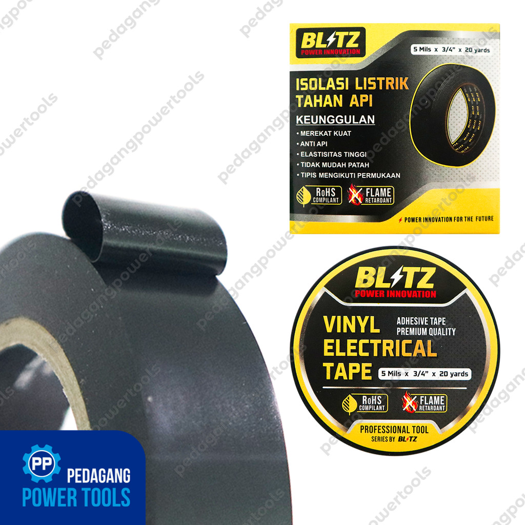 Jual BLITZ Lakban Kabel Listrik Hitam 3/4" x 20 Yard Vinyl Electrical ...