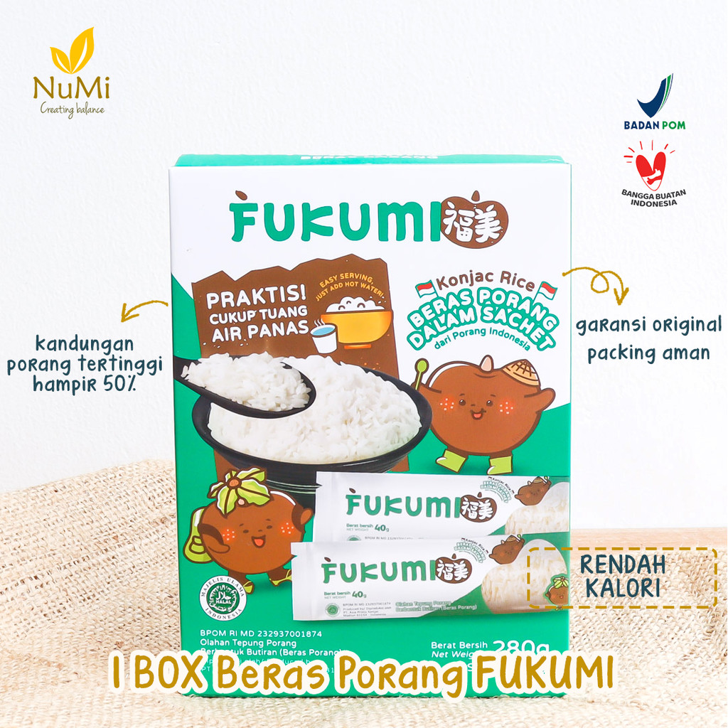 Jual 280g BOX isi 7 sachet Beras Porang Konnyaku Shirataki Rice FUKUMI ...