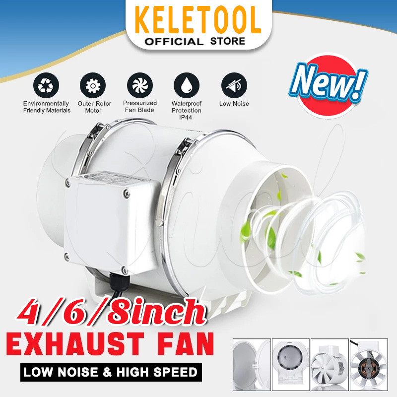 Jual inline duct exhaust fan dinding 4 "6" 8 " Kipas Angin Buang Diam ...