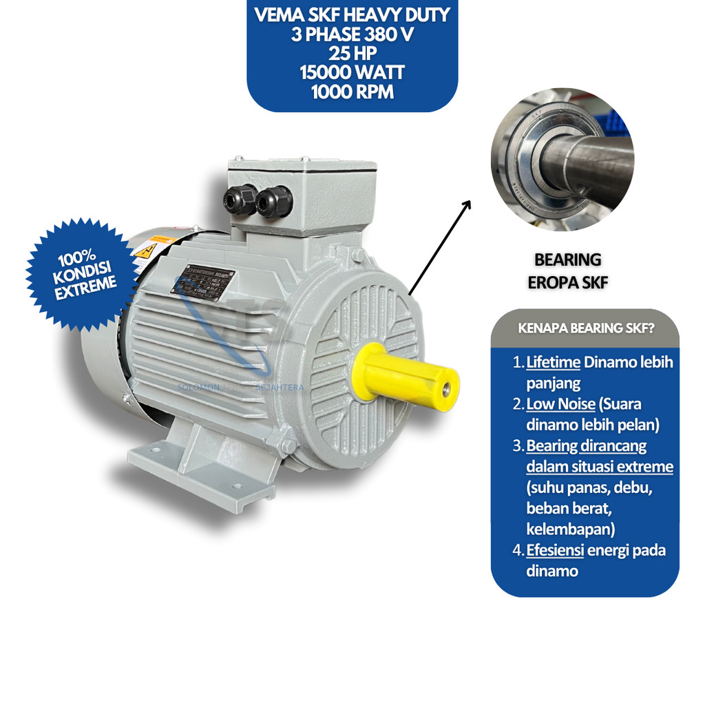 Jual STS | BEARING SKF VEMA STAR Dinamo 3 Phase 380v HEAVY DUTY 25 HP ...