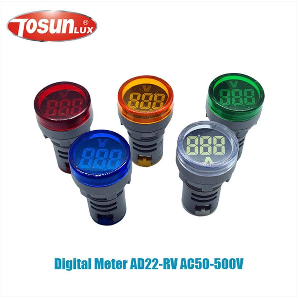 Jual Pilot Lamp LED Indikator Volt Digital AC50-500V Tosun AD22-RV ...