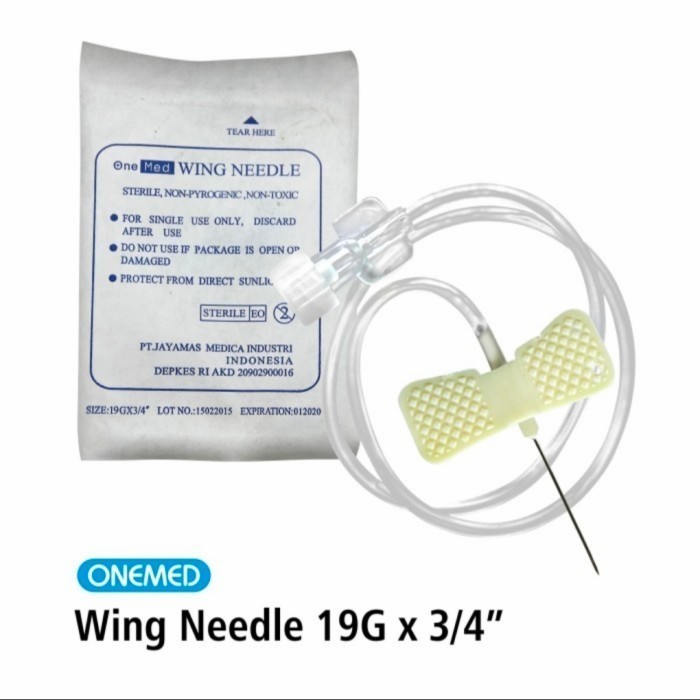 Jual Wing Needle 19G Jarum Infus Infusion Set Kupu 19 G Sterile Onemed | Shopee Indonesia