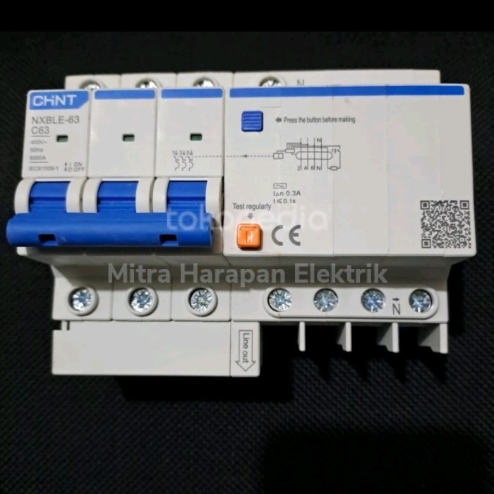 Jual RCBO Chint 6A - 63A elcb+mcb NXBLE-63 3P+N 6KA 30MA | Shopee Indonesia