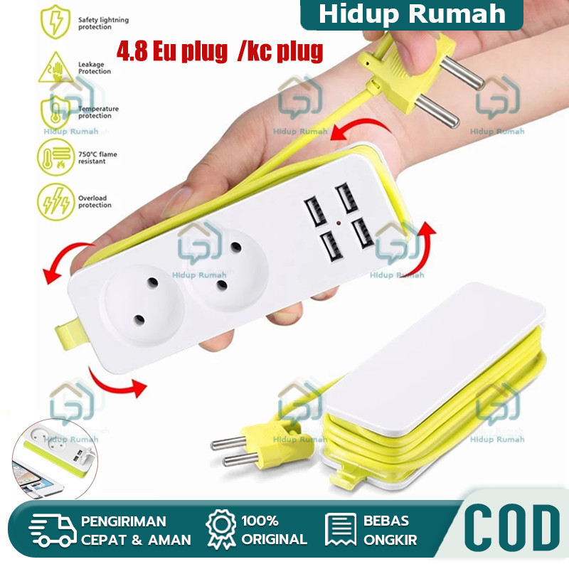 Jual Portable Stop Kontak Travel - 4 USB Port - Kabel 1,5 Meter ...