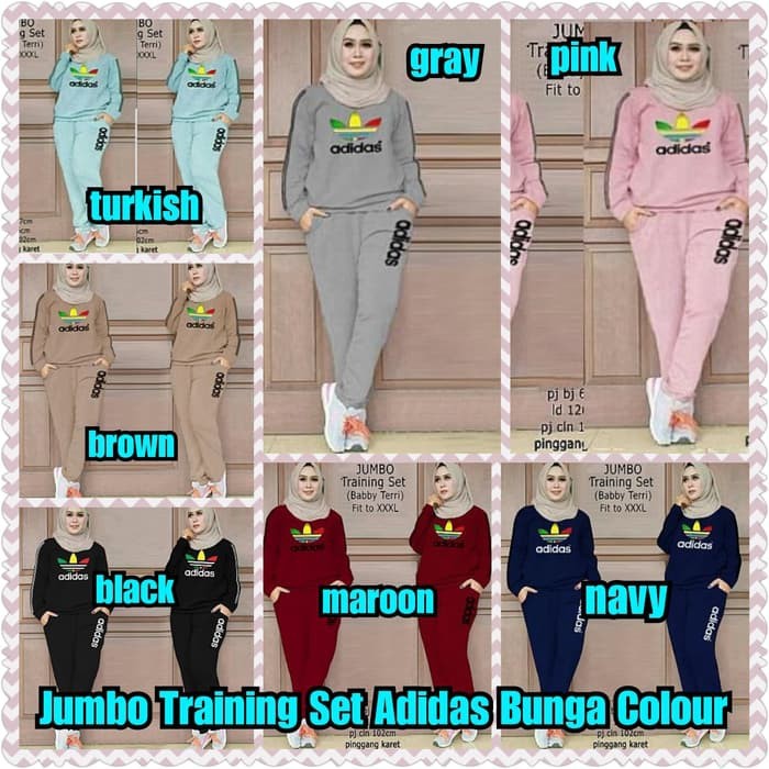 Jual Jumbo Training Set Adidas Bunga Colour | Shopee Indonesia
