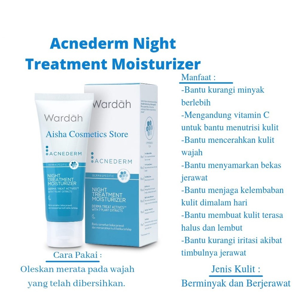 Jual WARDAH Acnederm Night Treatment Moisturizer 40 mL I ORIGINAL ...