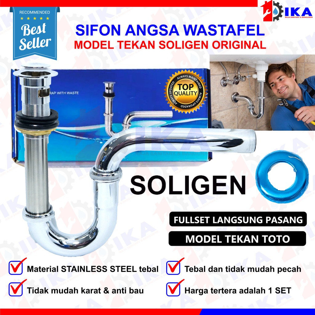 Jual SIFON LEHER ANGSA STANLIESS/SIFON WASTAFEL STANLIESS SOLIGEN ASLI ...