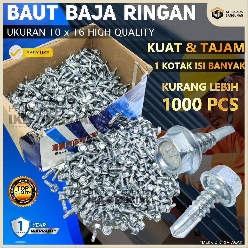 Jual Baut Baja Ringan 10 x 16 MM - 1 Dus - High Quality / Roofing Baut ...