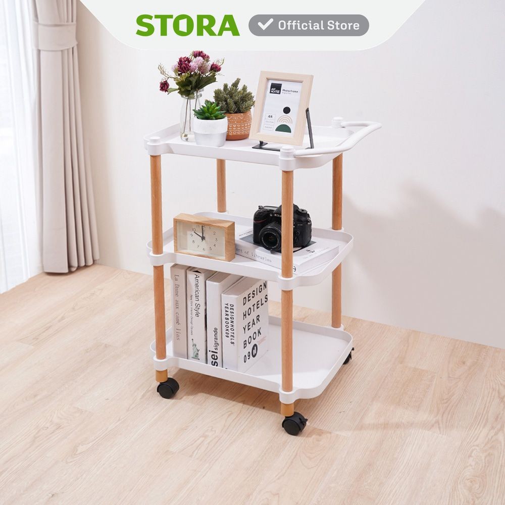 Jual Stora Rak Troli Wood Tempat Penyimpanan Multifungsi Dengan Roda ...