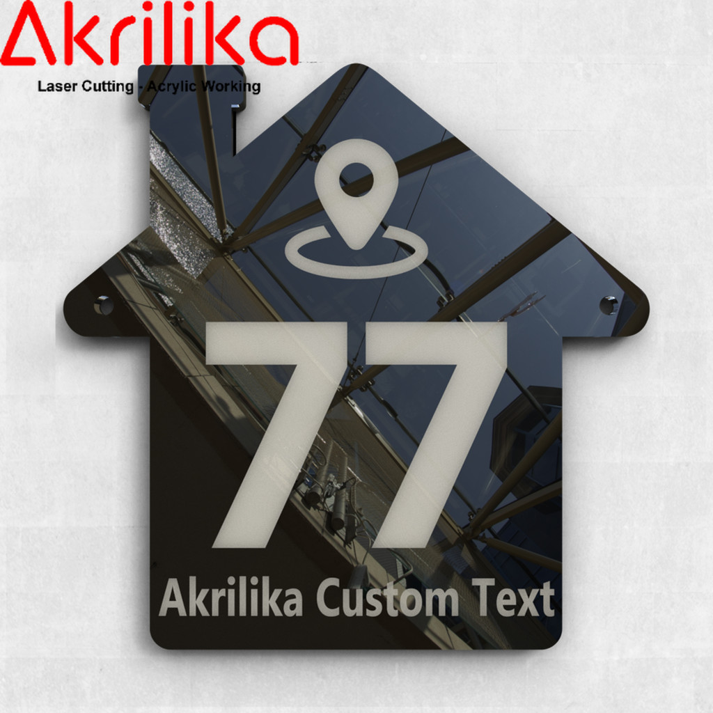 Jual AKRILIK PAPAN/PLAT NOMOR RUMAH LOGO MAP POINT MINIMALIS 15X15 ...