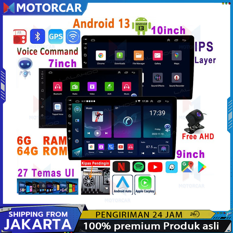 Jual 【Ada Kipas Pendingin】6G+64G /4G+32G Android 13 Head Unit 7/9/10 Inch IPS Layer Mobil ...