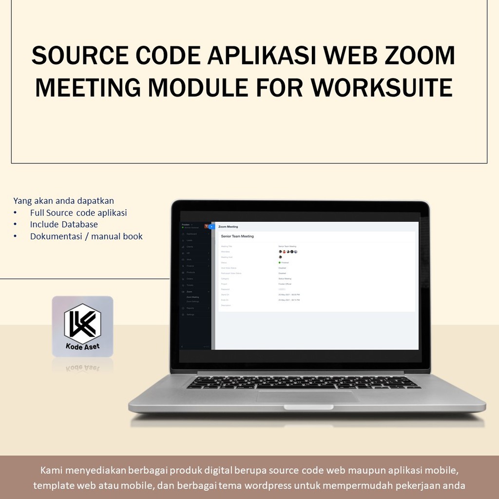 Jual SOURCE CODE APLIKASI WEB ZOOM MEETING MODULE FOR WORKSUITE ...