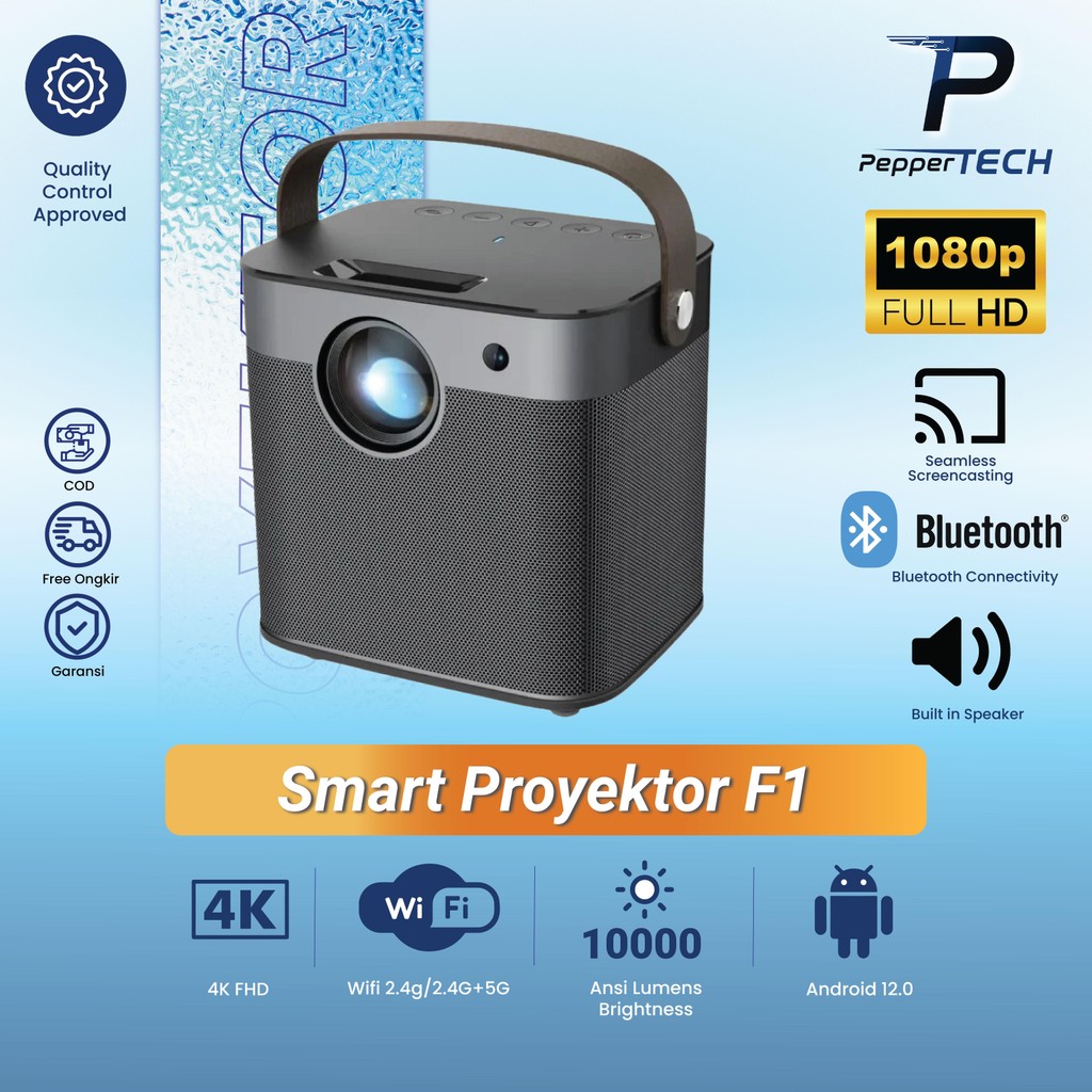 Jual Smart Projector F1 Projector 4K Ultra HD 10000 Lumens Proyektor Android Built In Speaker ...