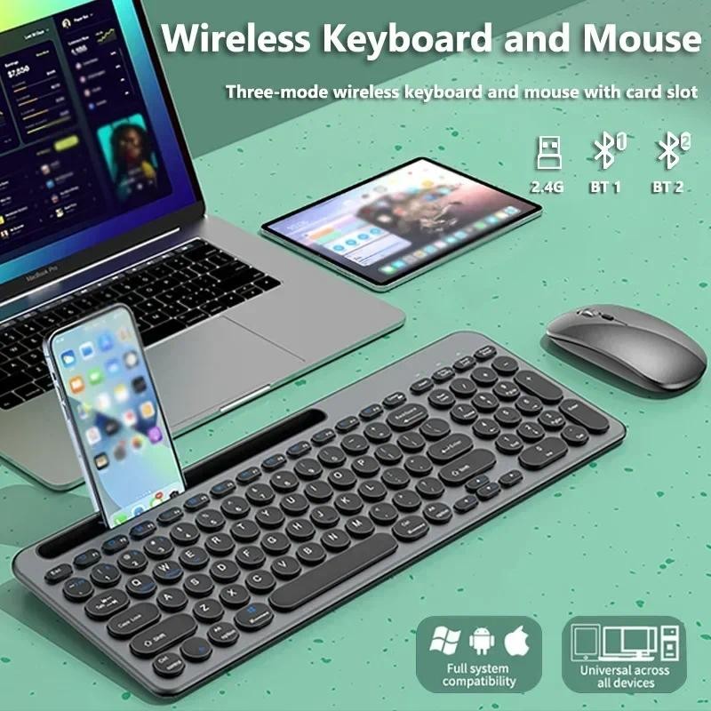 Jual 2 4g Wireless Keyboard And Mouse Combo Three Mode Multi System Compatibility Bluetooth
