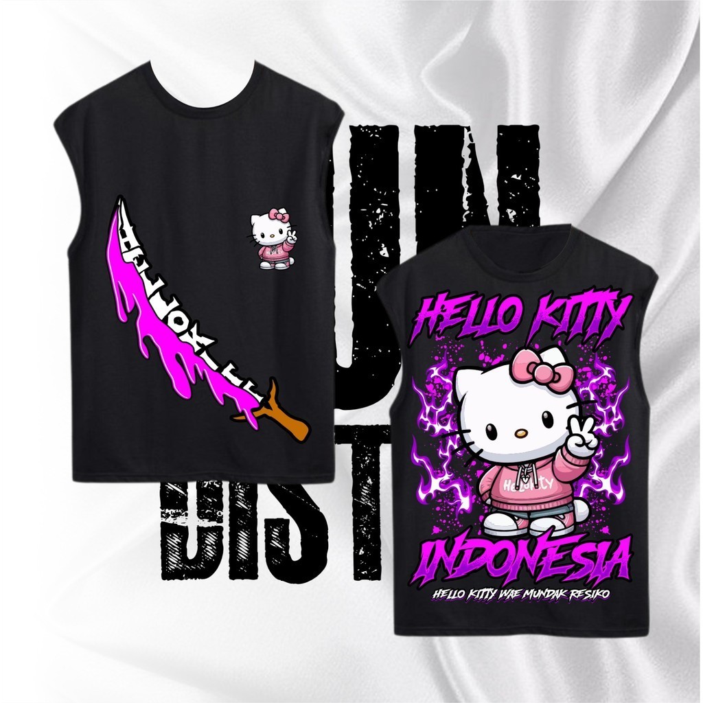 Jual Singlet Motif Baru Hello Kitty Indonesia Sablon Sablon Dtf Lumino ...