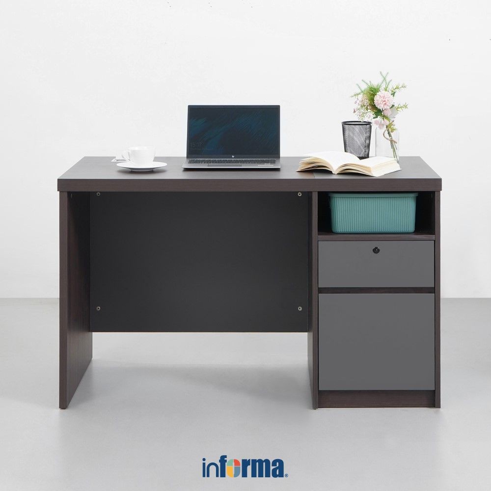 Jual Informa Moza Meja Kantor - Cokelat Walnut/Abu-Abu Office Table ...