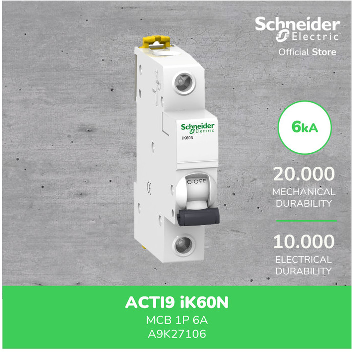 Jual Schneider Electric Acti 9 MCB iK60A - 1P 6A - A9K14106 | Shopee Indonesia