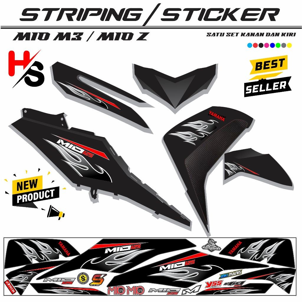 Jual STICKER STRIPING VVARIASI BODY MOTOR YAMAHA MIO M3/MIO Z MOTIF ...