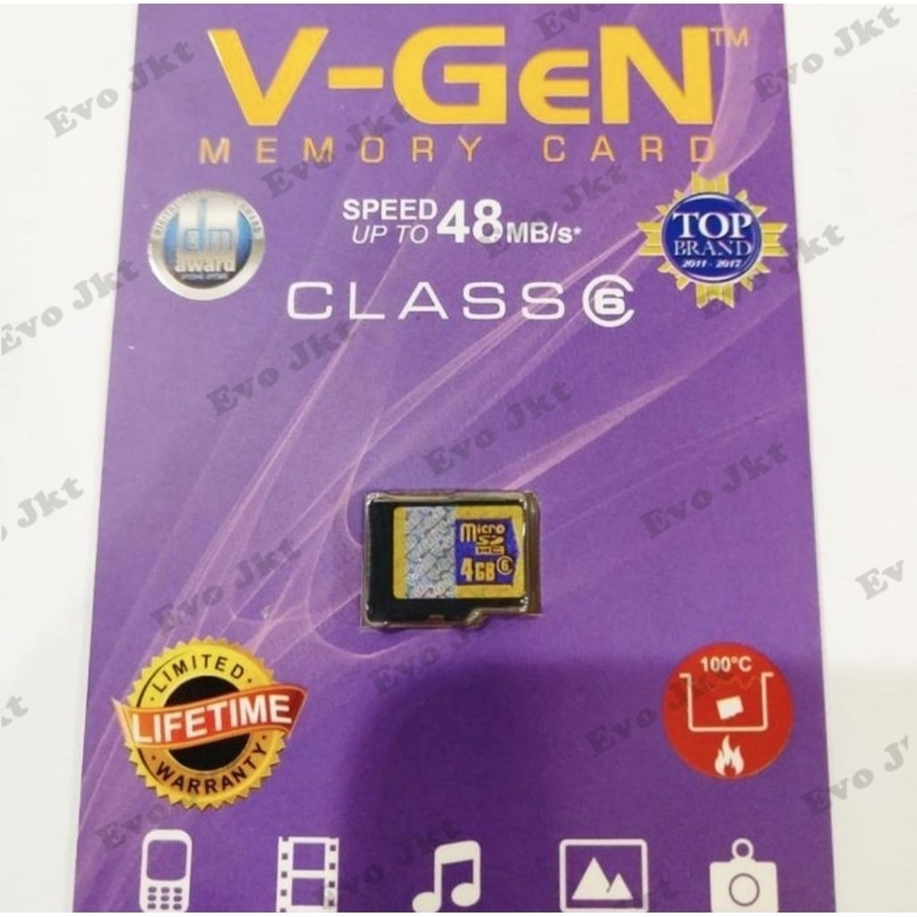 Jual Memory Vgen Class 6 V-gen Micro SD vgen MircoSDHC Memory Card 4GB ...
