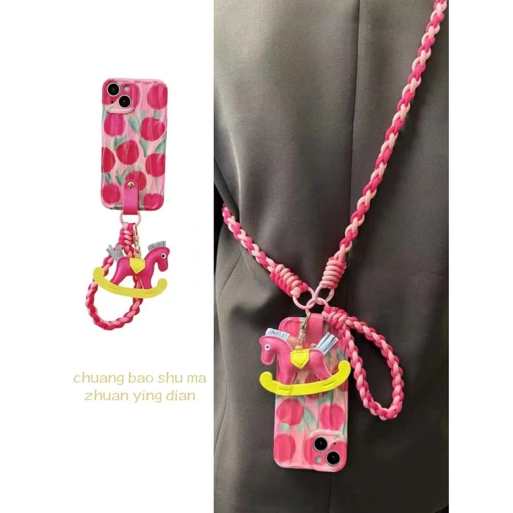 Jual Rose Red Tulip Luggage Design Leather Trojan Pendant Protective ...