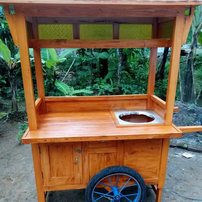 Jual gerobak jualan dorong kayu mahoni | Shopee Indonesia