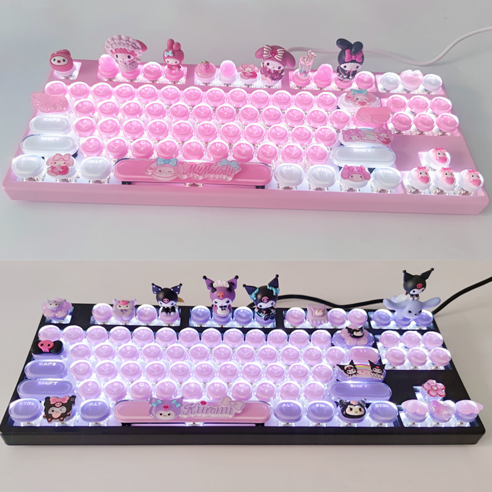 Jual Sanrio Cartoon Mechanical Keyboard 87/104 Keys Cinnamoroll Kuromi ...