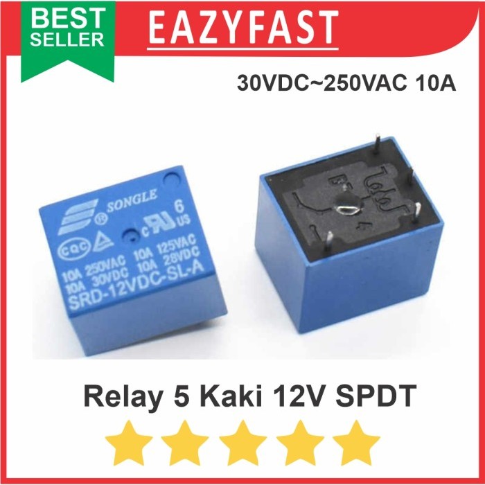 Jual Relay 10A 12V Coil Drive 5 Pin Single Pole Double Throw SPDT ...