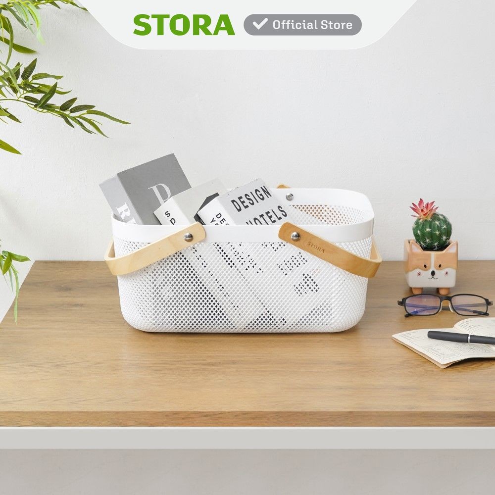 Jual Stora Keranjang Penyimpanan Handle Kayu Basket Serbaguna Tempat ...