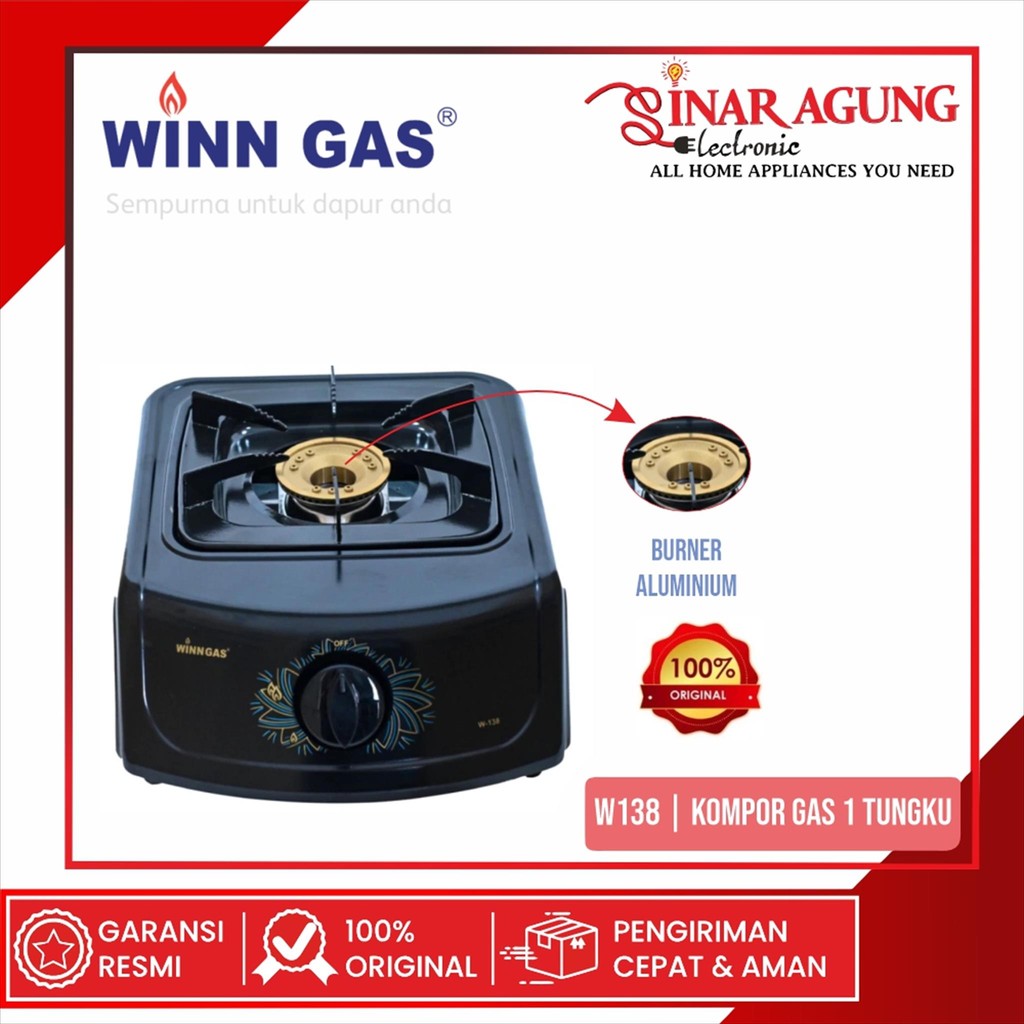 Jual WINN GAS W138 / W-138 KOMPOR GAS 1 TUNGKU BURNER ALUMINIUM - 100% ...