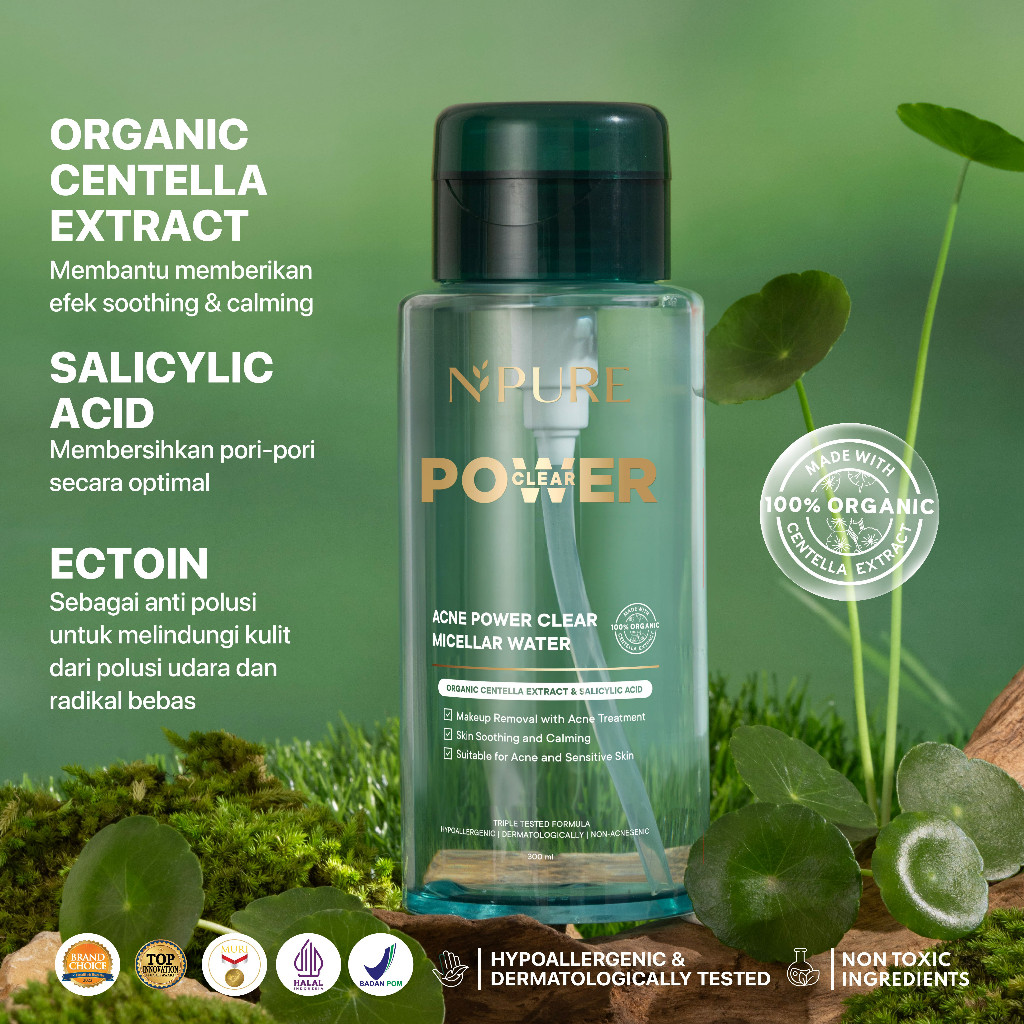 Jual NPURE MICELLAR WATER ACNE POWER CLEAR MAKE UP REMOVER MICELAR ...