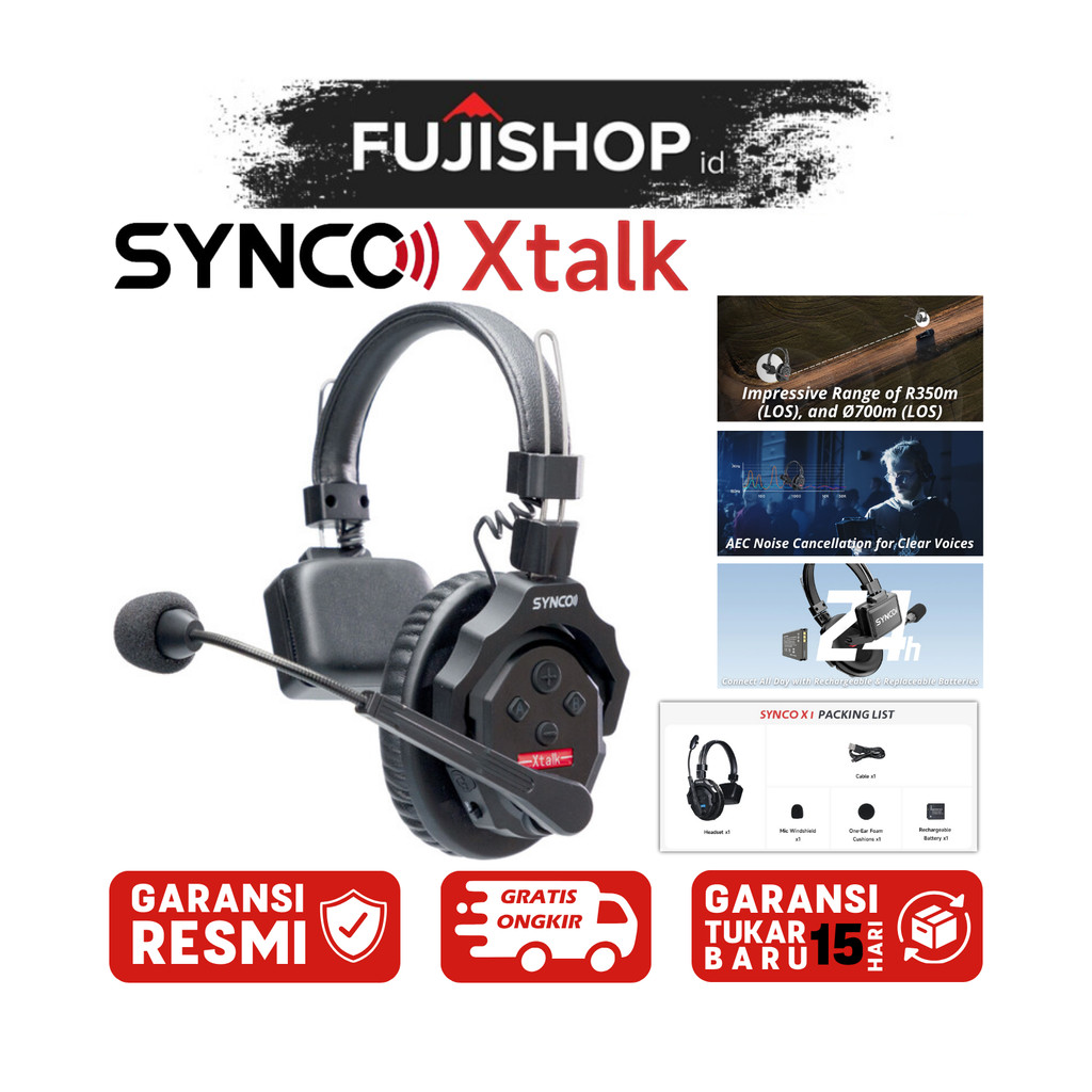 Jual Synco X-Talk Full Duplex Wireless Intercom Headset Garansi Resmi ...