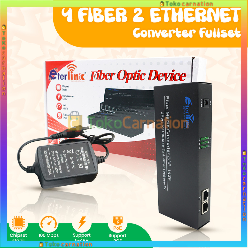 Jual [[ NEW PRODUCT ]] 100M Ethernet Fiber Switch 4FO 2LAN Portabel Media Converter Single Mode ...