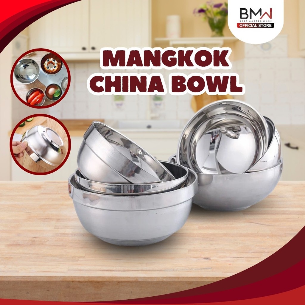 Jual BMW Kitchenware - Mangkuk Nasi China Bowl 16CM Bahan Stainless ...